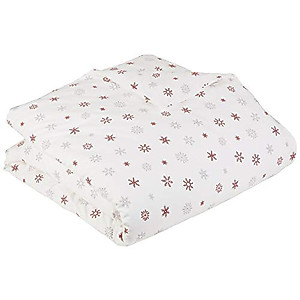 Amazon Brand – Pinzon Cotton Flannel Duvet Cover - Twin, Falling Snowflake Merlot
