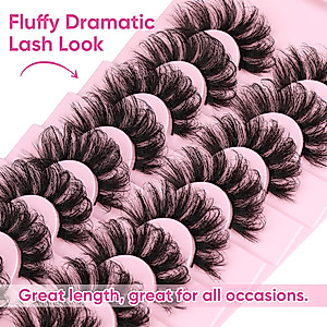Mink Lashes Fluffy Wispy False Eyelashes 8 Pairs D Curl Faux Mink Lashes that Look Like Extensions Dramatic Long Volume Lashes Pack by Eefofnn