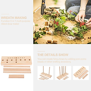 Kisangel 1 Set 5- in- 1 Bow Maker Wooden Wreath Bow Maker Bow Making Tool for DIY Craft Ribbon Wreaths Christmas Holiday Halloween Bows Decoration