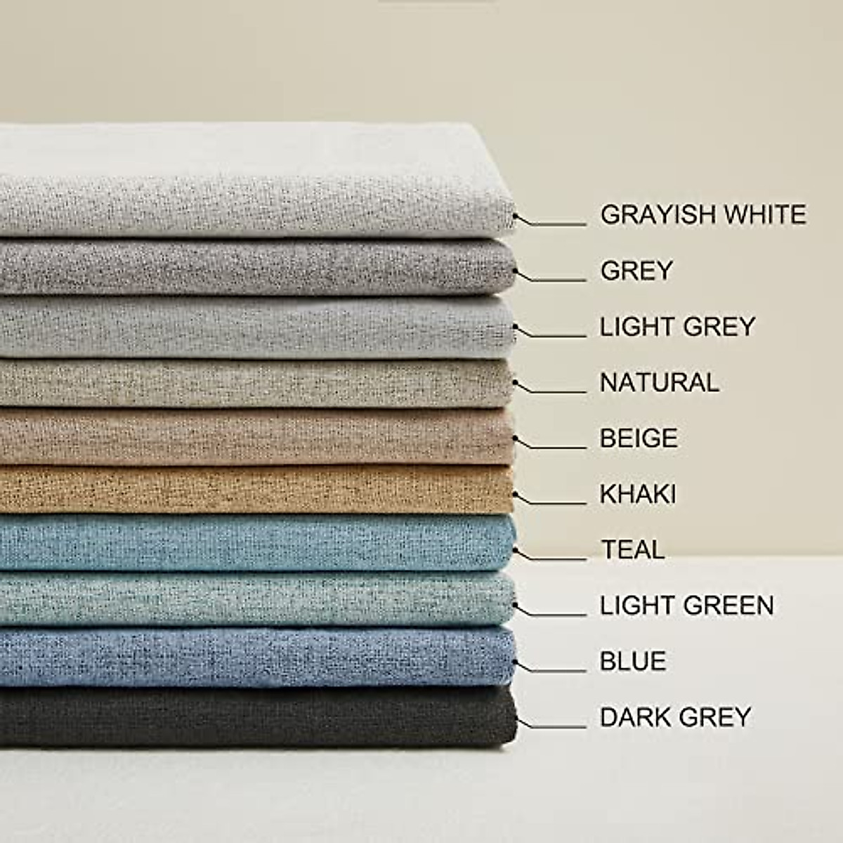 Top Finel Faux Linen 100% Blackout Heavy Curtains 84 Inches Long for Bedroom Living Room Thermal Insulated Drapes Room Darkening Rod Pocket Window Curtains, Light Grey Burlap, 2 Panels