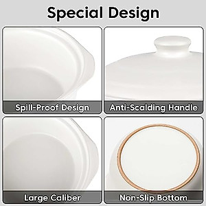 1.9-Quart Ceramic Pots for Cooking with Lid, Clay Pot for Cooking, Earthenware Pot, Chinese Ceramic Casserole, Earthen Pot Cookware Stew Pot Stockpot