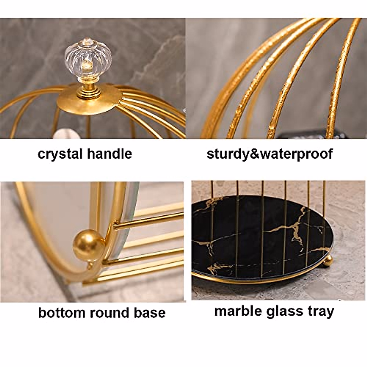 WINTENT Makeup Organizer 2 tier,Cosmetic Organizer Shelf with Removable Glass Tray,Wire Vanity Organizer Rack for Dresser Countertop Bathroom (Black)