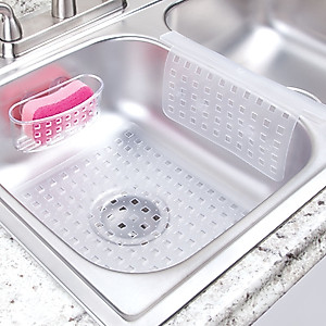iDesign Plastic Sponge Holder Suction Cups Ideal for Kitchen Sinks and Bathroom Organization, 6.5" x 2.5" x 2.5", Clear