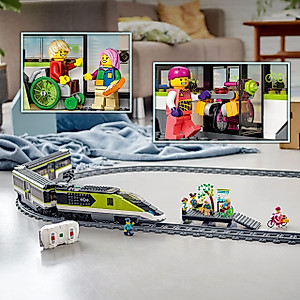 LEGO City Express Passenger Train Set, 60337 Remote Controlled Toy, Gifts for Kids, Boys & Girls with Working Headlights, 2 Coaches and 24 Track Pieces