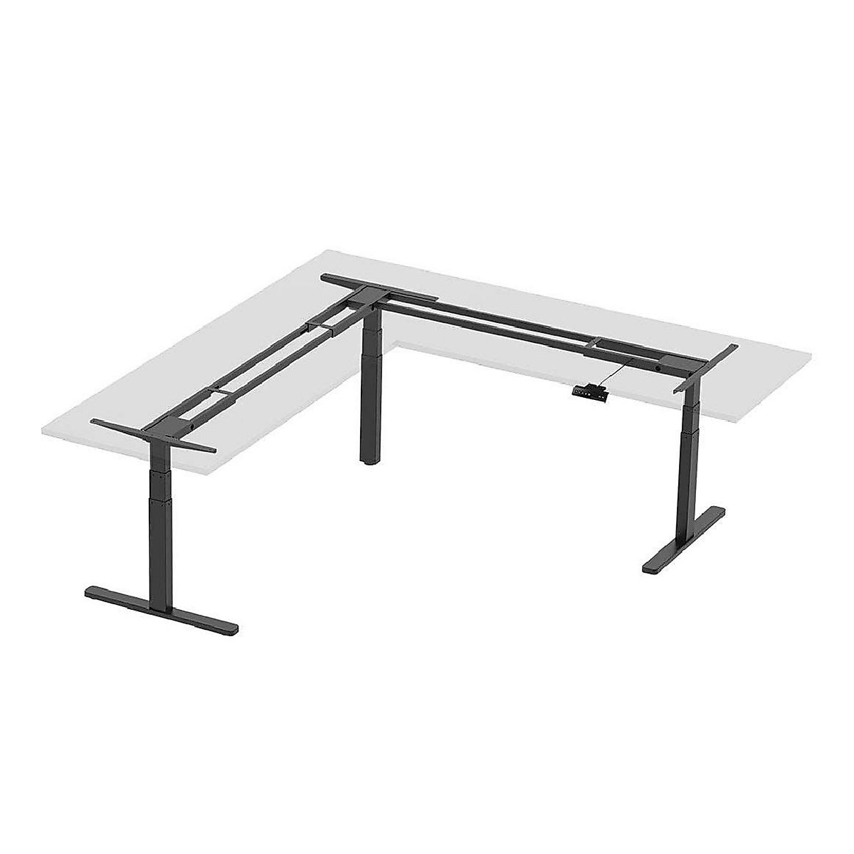 Monoprice Triple Motor Height Adjustable Sit-Stand Corner Desk Frame - Black | 3 Leg Corner, L Shaped Table Base, Programmable Memory Settings - Workstream Collection