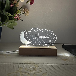 GODMERCH Personalized Luxury LED Night Light Moon Star, Kids Room Decor, Nursery Decor, Newborn Gifts, Baby Gift with Name, Bedroom Light Kids Birthday Gift, Gift for Daughter Son