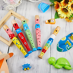 Yeshone 3 Pieces Small Wooden Recorders Wooden Flute Colorful Piccolo Flute for Music Education Sound Learning Musical Instrument, Random Colors(3 Pcs)
