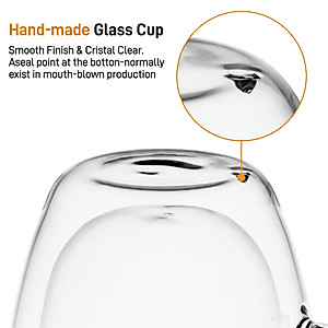 Dyserbuy Double Wall Glass Coffee Mugs Set of 4, 8.5oz Insulated Espresso Cups Coffee Cups, Drinking Glasses with Handle, Perfect for Latte,Cappuccino,Hot Chocolate,Tea and Juice