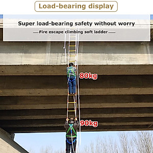 FGQCBBYC Foldable Escape Ladder with Extra Wide Treads, Emergency Fire Escape Ladder Compact Lightweight Ladder for 2-6 Story Indoor or Outdoor,16FT/5M