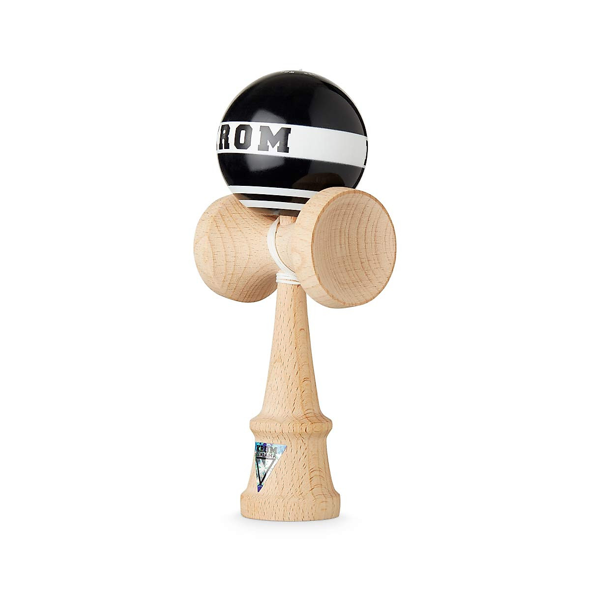 KROM - Kendama Toy STROGO Black - Original - High Wood Quality - Extra Strong - for Beginner and Pro - Gift Pack : Extra String + Stickers