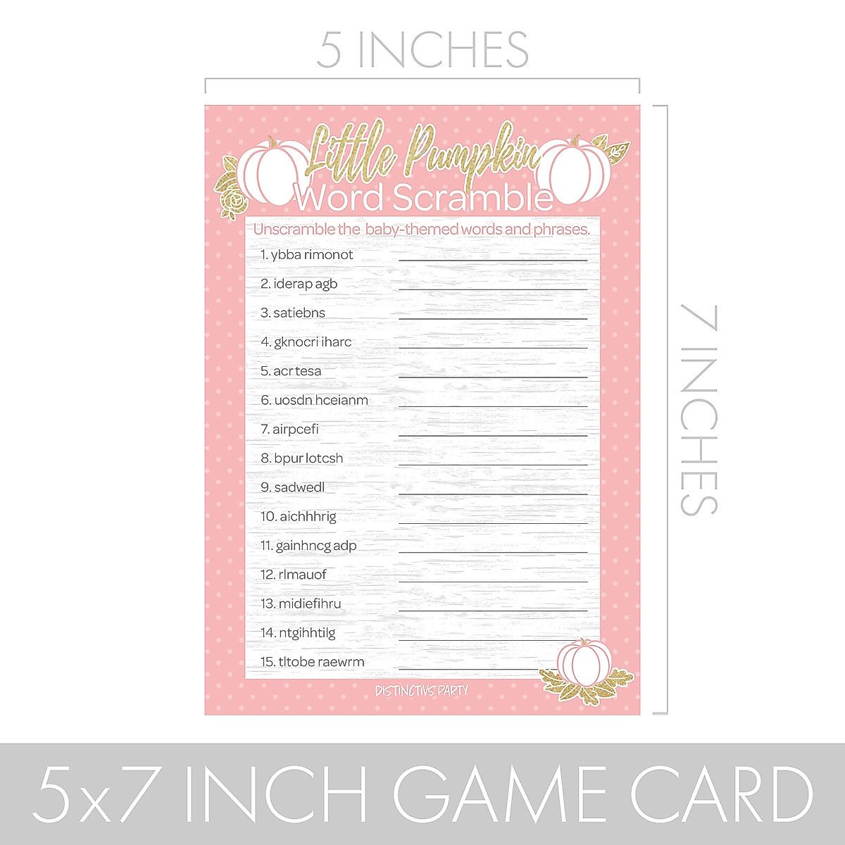 DISTINCTIVS Pink Little Pumpkin Girl Baby Shower - What's On Your Phone and Word Scramble (2 Game Bundle) - 20 Dual Sided Cards