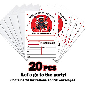 haipino Karate Ninjas Birthday Invitations, Ninja Birthday Party Invitation Cards for Kids Girls Boys Adults, Ninja Birthday Party Decorations -(20 Sets 4" x 6" Cards with Envelopes) - JY551