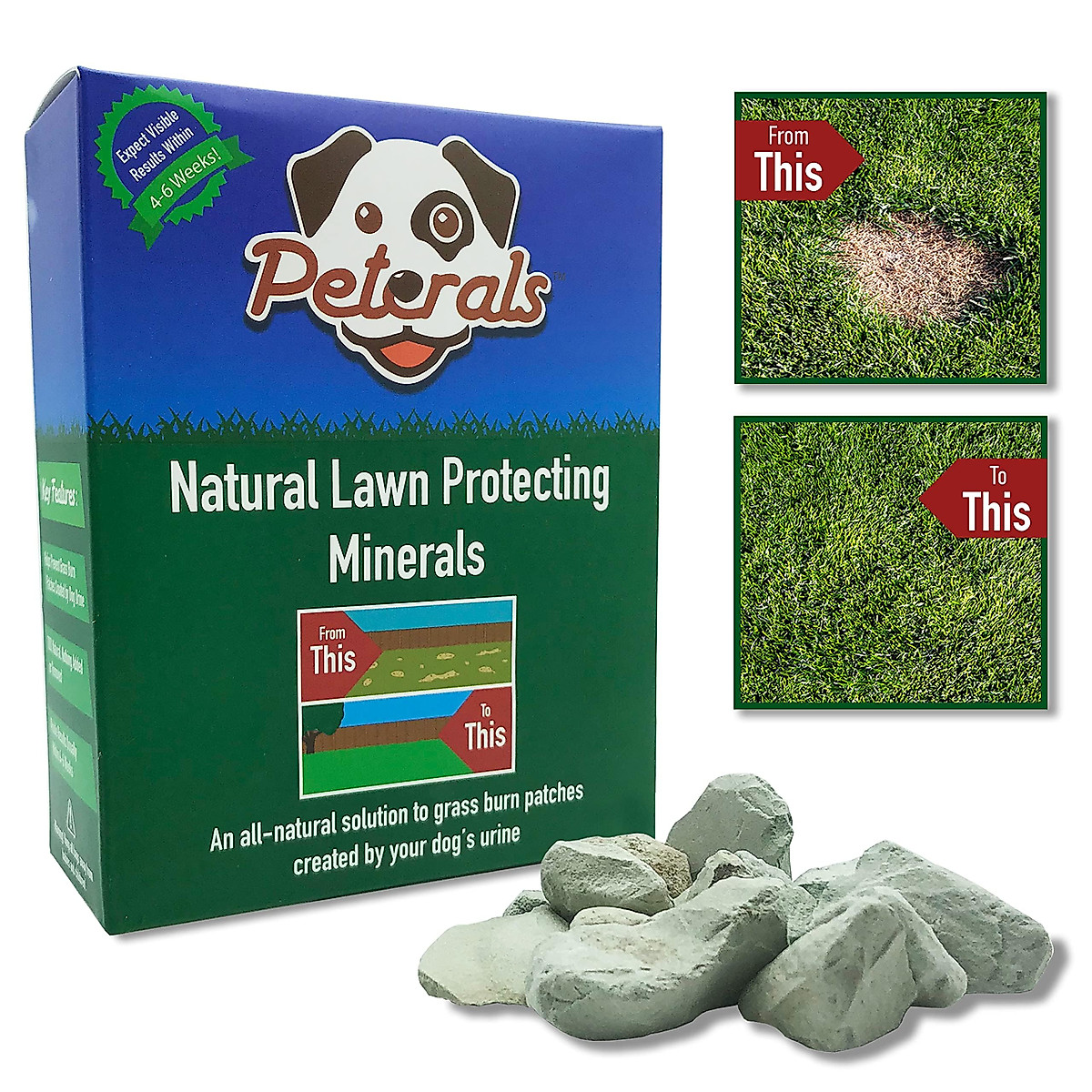 Peterals Dog Wee Neutraliser - Natural Rocks to Prevent Urine Burn Patches on Lawns - for Outdoor Use to Stop Dog Pee Killing Grass