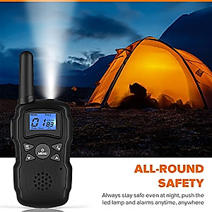 Wishouse Walkie Talkies for Adults,Radios Walkie Talkies Rechargeable Long Range 4 Pack,Family Camping Gear for Kids Hiking Accessories with Flashlight,VOX, Easy to Use (Black with Battery Charger)