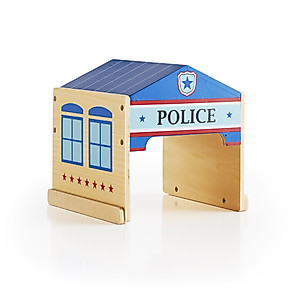 Guidecraft Community Buildings: Set of 6 Block Play Buildings (Fire Station, Police Department, Hospital, School, Grocery Store & Service Station) - Kids Learning & Educational Toys