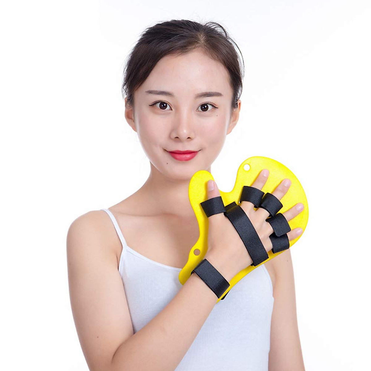 EWINODON Finger Orthotics Fingerboard Training Rehabilitation Device for Hand Dysfunction, Limb Abnormal Tension, Brain Injury Advanced Finger Training Board with Shoulder Belt (Yellow)