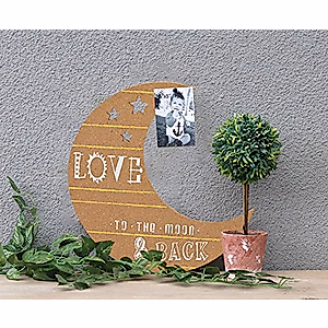 Pinboard Moon Shaped Wall Decor - Cork Board with 6 Pushpins - Bulletin Board Display,School or Classroom Home Decor