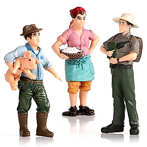 DOYIFun 6 Pcs Realistic Farmer People Model Figures Toy Playset, Plastic Farm Keeper Figurines Preschool Educational Learn Cognitive Toys for Toddlers Kids