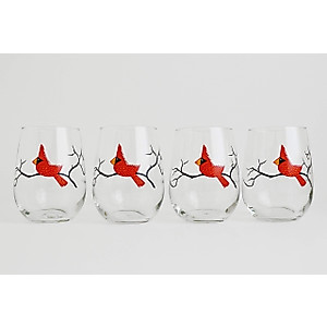 Cardinal Stemless Wine Glassware - Set of 2 Christmas Glasses