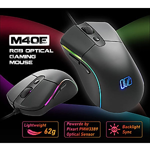 i-rocks M40E Esports Grade Ultralight 62g Performance Gaming Mouse with D2FC-F-K(60MN) Micro Switches, PMW 3389 Optical Sensor (Up to 16,000 DPI) & RGB Lighting