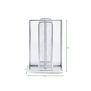 Mind Reader Carousel Cup and Lid Organizer, 4 Compartment, Silver Metal Mesh, 8" L x 8" W x 12" H