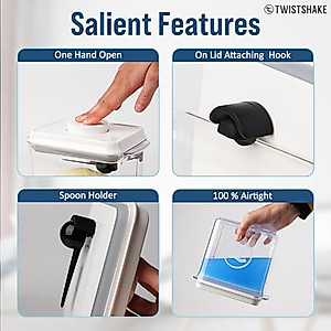 TWISTSHAKE Milk Powder Storage Container with Spoon 1700 ml - Sealed Milk Powder Dispenser with Airtight Lid - One-Handed Operation - BPA Free - White