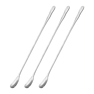 uxcell Long Handle Spoon, 3Pcs 10.24-Inch Ice Cream Spoon, Stainless Steel Cocktail Stirring Spoons for Mixing, Drink, Coffee (Silver)