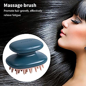 Luca Elf Aid Scalp Massager Brush Shampoo Brush,Soft Silicone Scalp Exfoliator,Wet and Dry Scalp Massager Brush,Remove Dandruff,Promote Hair Growth(Blue)
