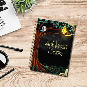 Small Address Book Large Print - Address and Phone Book with Alphabet Tabs - Contact Book Spiral Bound Hardcover - Cute Address Book Design - Organizer