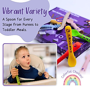 Silicone Baby Spoons - Set Baby Spoons Self Feeding – 8Pcs Food Grade Infant Spoons Baby Eating Supplies with Finger Toothbrush, Travel Case – Cute and Colorful Silicone Baby Spoon for Boys and Girls