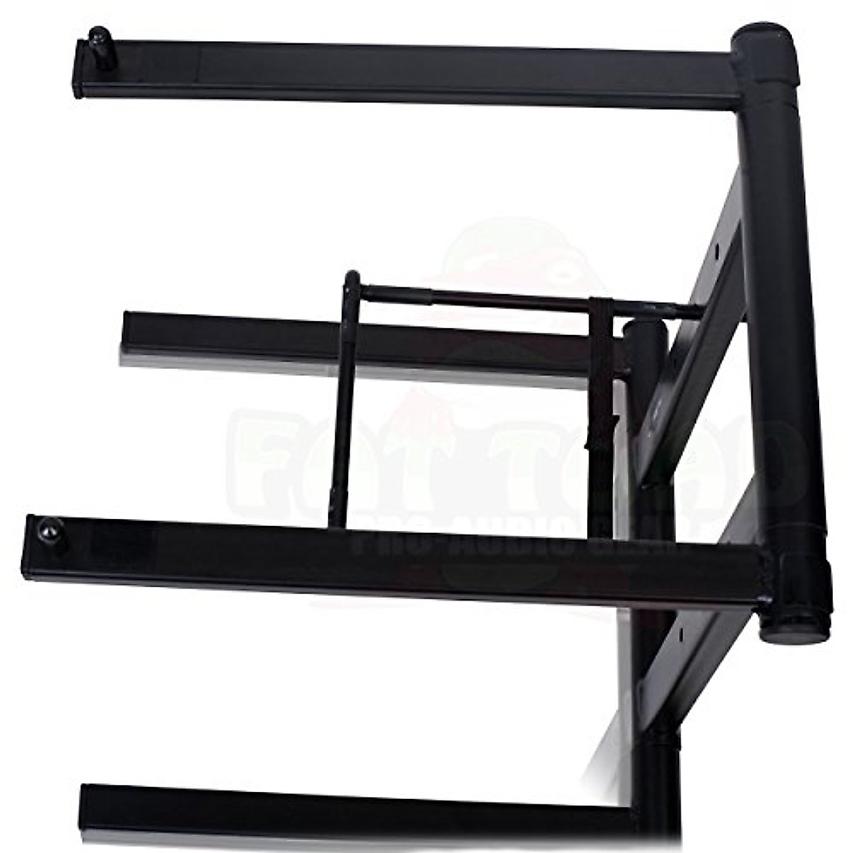 Folding DJ Laptop Stand with Sub-tray Shelf by FAT TOAD | Pro Audio Computer Table Top Rack Stand Mount for iPads, Mixer Controller & Tablets | Portable PC Gear Clamp Holder | Stage Booth, Home Office