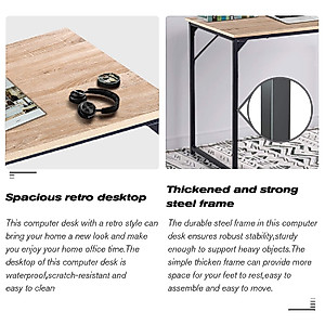 HCB Computer Desk 47inch Home Office Desk Writing Study Table Modern Simple Style PC Desk with Black Metal Frame(Nature),47inchx24inchx29inch