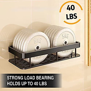 Shower Caddy, Stainless Steel Bathroom Organizer, Black Shower Shelf with 2 Hooks, No Drilling Shower Organizer for Bathroom Storage (Black-4 Pack)