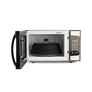 Godinger Microwave Splatter Cover, Microwave Cover for Food, Collapsible Plate Lid with Easy Grip Handle, Safe Tempered Glass and Silicone, Pot, Splatter Cover Guard - Large 12”