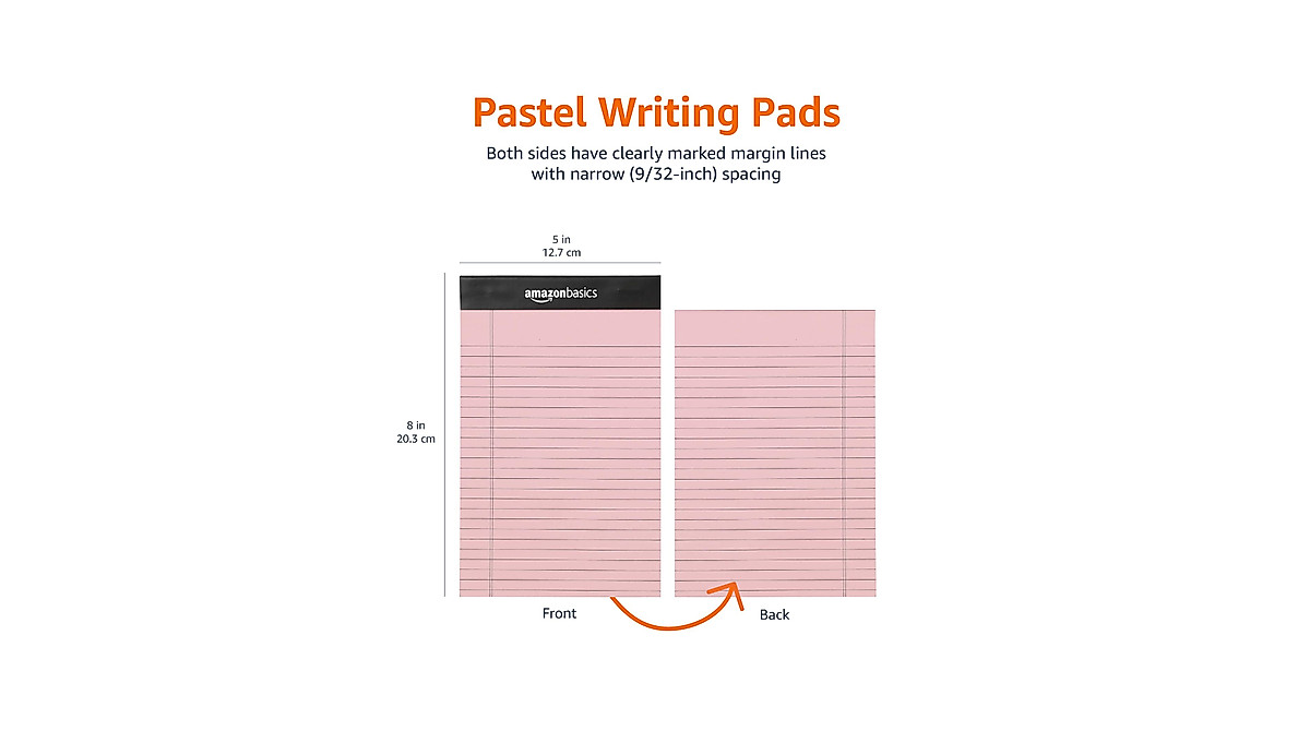 Amazon Basics Narrow Ruled 5 x 8-Inch Note Pads - 6-Pack for Office ...