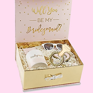 CUTERUI GIFTED Bridesmaid Gifts-8 pack Champagne and White Coil Hair Ties for Bachelorette Party Favors,Bridesmaid Proposal Gifts,Bride Tribe Favors