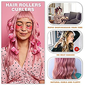Velcro Volume Hair Rollers Set - 12 Jumbo Self-Grip Heatless Curlers for Long, Medium, Short, Thick, Fine, and Thin Hair with Bangs (3 Sizes)