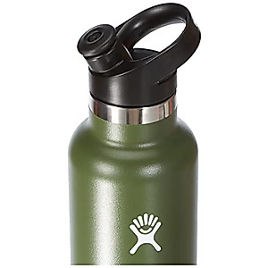 Hydro Flask 21 oz. Water Bottle - Stainless Steel, Reusable, Vacuum Insulated with Standard Mouth with Sport Cap, Olive