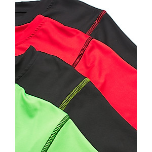 Black Bear Boys’ Athletic T-Shirt – 4 Pack Active Performance Dry-Fit Sports Tee (4-18), Size 12-14, Black/Red/Black/Green