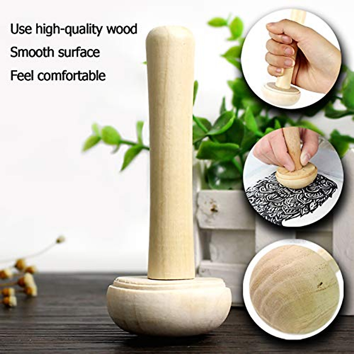 Heteri Rubber Stamp Making Kit, Block Printing Starter Tool Kit, Wooden Mushroom Roller, Grind Tool
