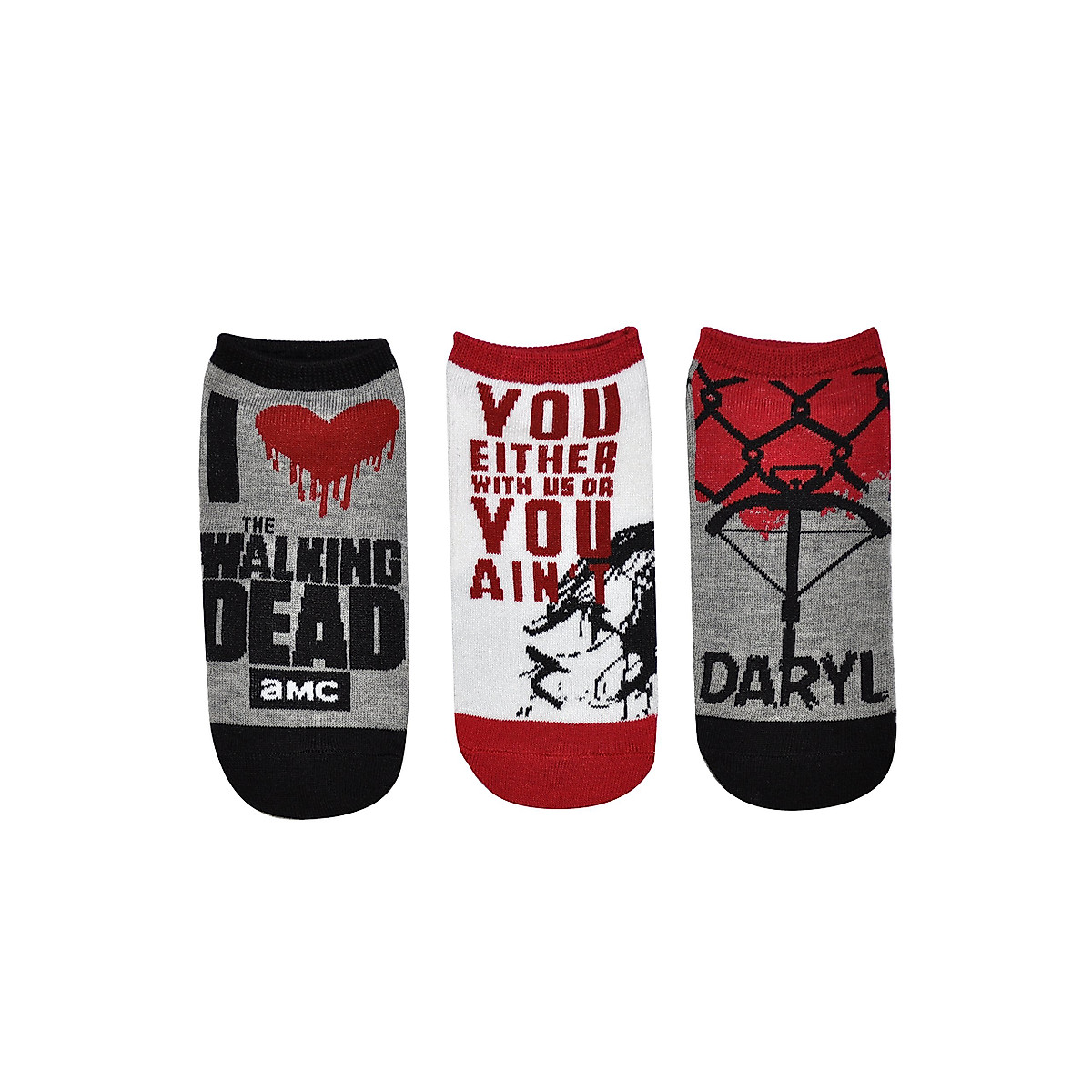 The Walking Dead Lowcut Socks - Negan, Daryl Dixon AMC - Fits Ladies Shoe Size: 4-10