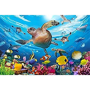 Koyiwa 100 Pieces Jigsaw Puzzle for Kids Age 4-8 Sea Turtle Swimming Fantastic Seaworld Educational Puzzle Toys for Toddler Children Boys and Girls (15 x 10 inch)