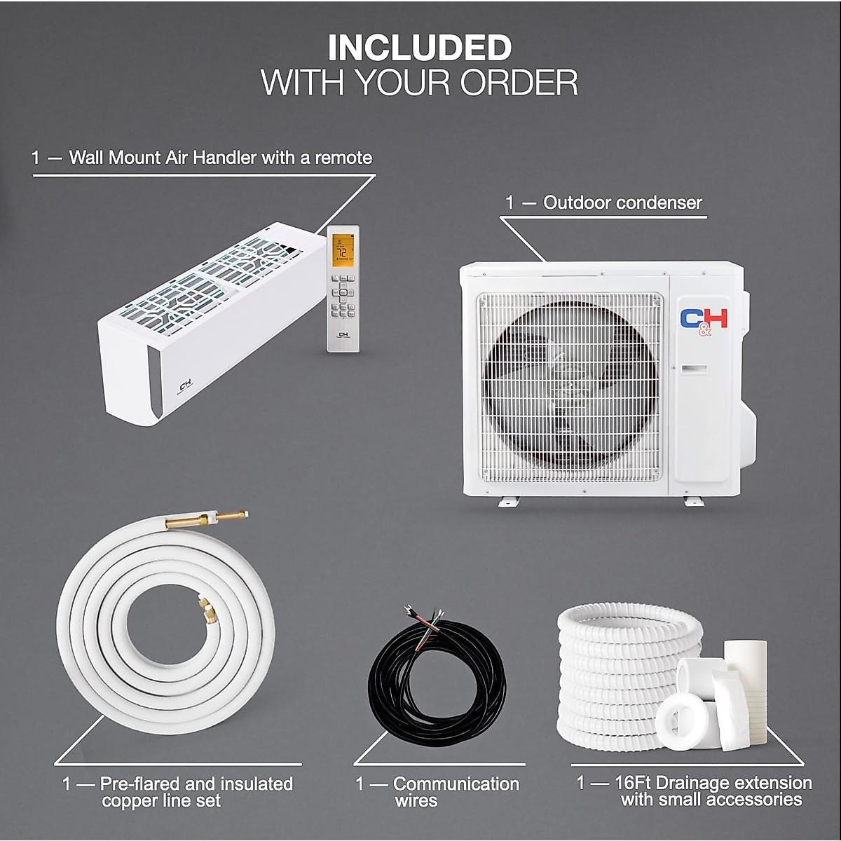 Cooper & Hunter Olivia Series, 36,000 BTU, 230V, 18.00 SEER2, Single Zone Mini Split AC/Heating Ductless Inverter System, Including Installation kit