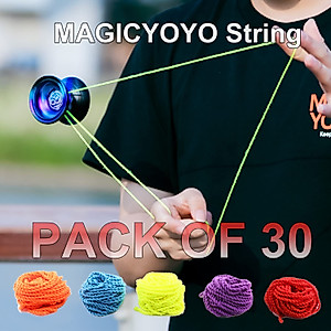 MAGICYOYO 30 Pack Professional Yoyo Strings Replacement for Responsive Yoyo, Unresponsive Yoyo String, 100% Polyester Yo Yo Strings Pack, Blue, Green, White,Yellow, Orange Mixed