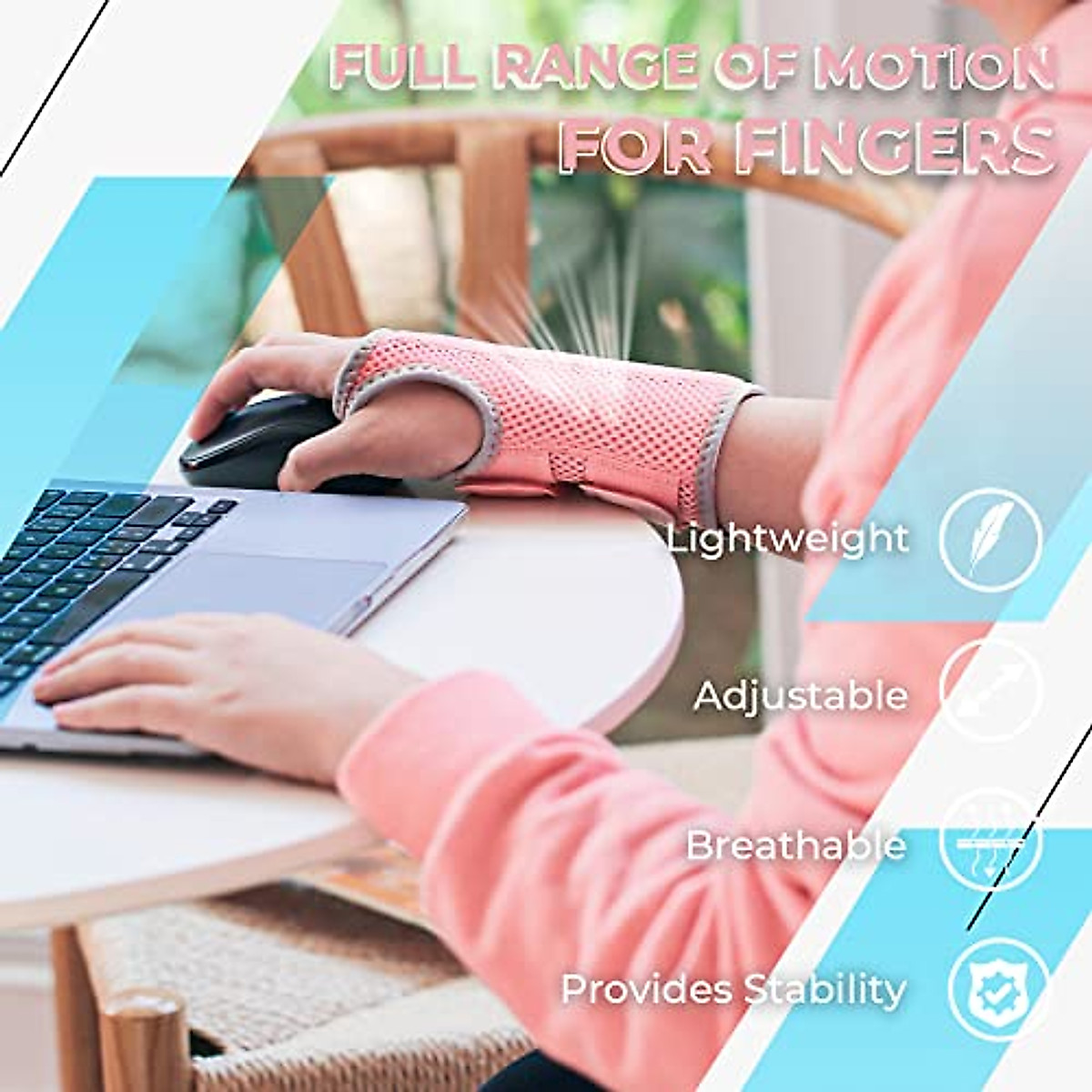 New Updated Carpal Tunnel Wrist Brace, Breathable Wrist Splint for Men & Women, Wrist Brace Night Support with 2 Adjustable Straps, Hand Brace for Tendonitis, Arthritis (Right Hand-Pink, S/M)