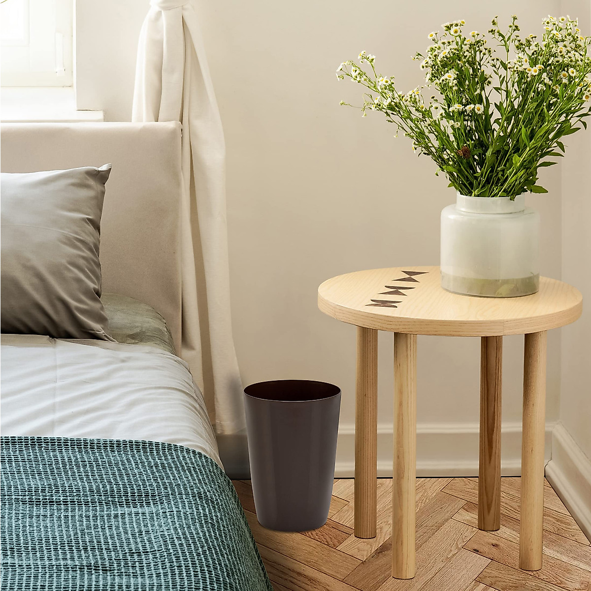 Small Trash Can – Open Top Garbage Cans for Kitchen, Office, Dorm, Bathroom, etc. –Waste Can for Compact/Tight Spaces – The Perfect Bathroom Trash Can - 2 Gallon Trash Bin – Glossy Metalic Dark Brown