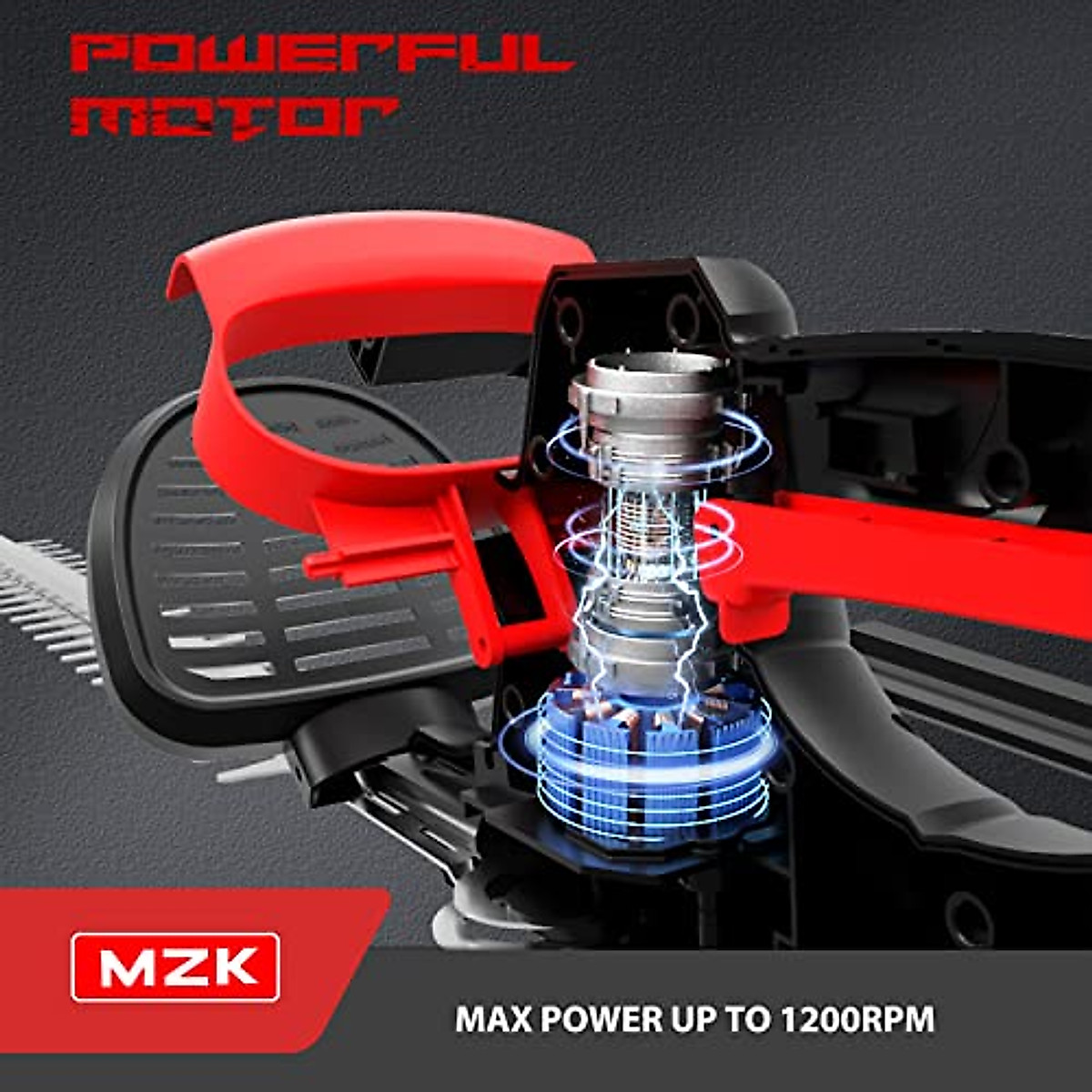 MZK 22.4'' Cordless Hedge Trimmer, 20V Power Share Bush Trimmer, Handheld Hedge Cutter, Grass Shrub Trimmer, Lightweight & Compact Trimmer(Battery & Charger Included)