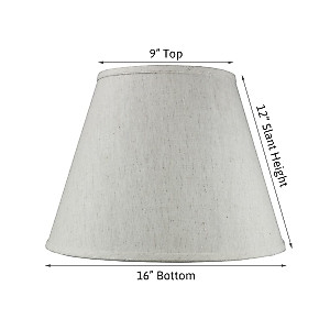 9x16x12 Empire Hardback Lampshade Textured Oatmeal Linen with Brass Spider fitter - Perfect for table and floor lamps - Large, Off-White