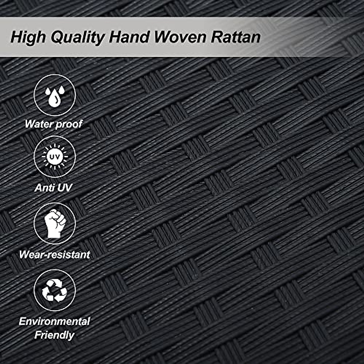 33.8'' Outdoor PE Rattan Swing Chair Hammock Chair, Single Person Hanging Seat Rattan Woven Swing Chair, Porch Swing with Adjustable Ropes and Cushion (Black White-1)