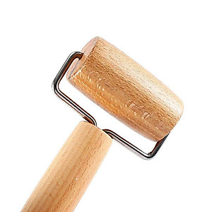 1 Piece 2-In-1 Style Pastry Pizza Roller Wooden Brayer Wooden Rolling Pins Wood Dough Roller 5D Diamond-Paint Art ool Wooden Roller for Baking or Ceramic Pottery Clay Working